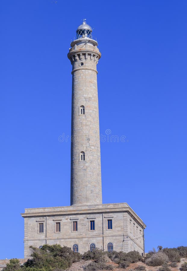Tall Stone Built Lighthouse on a Hill Stock Image - Image of stone ...