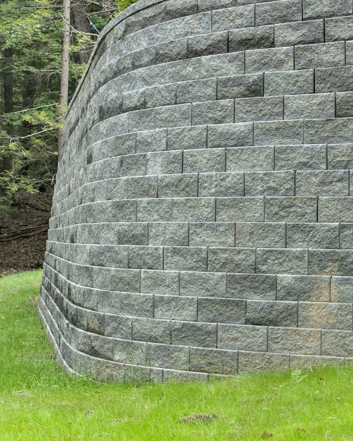 Tall Stone Retaining Wall (curved Brick Masonry) in House Back Yard ...