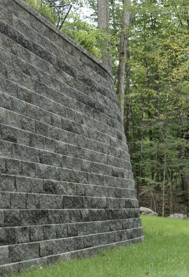 Tall Stone Retaining Wall (curved Brick Masonry) in House Back Yard ...