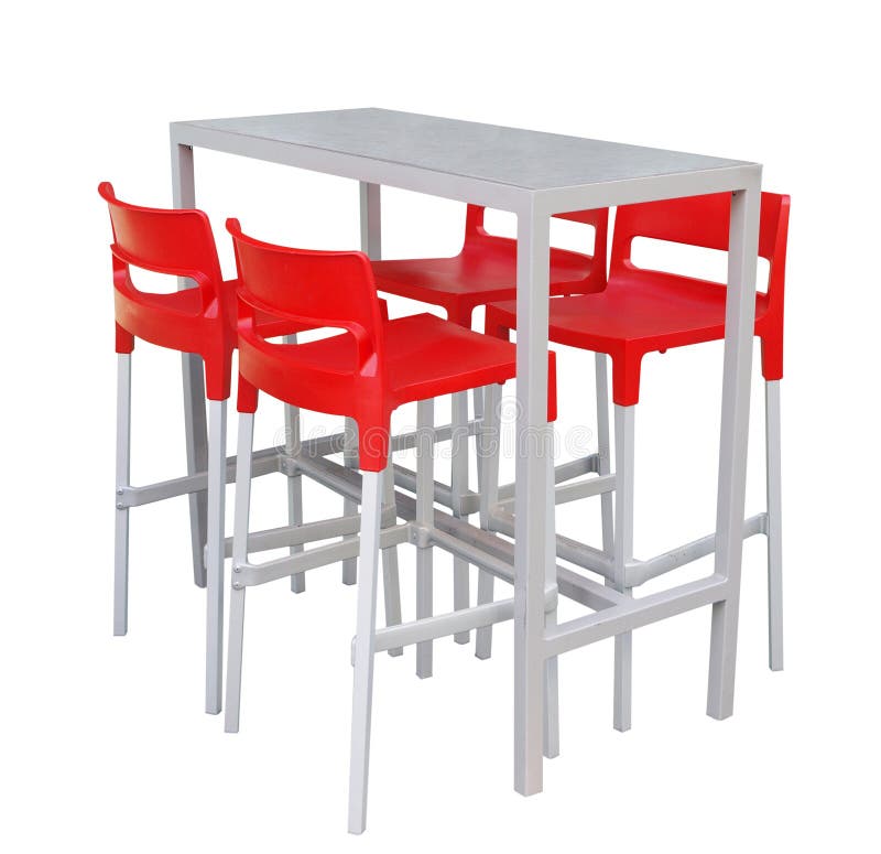 Tall Table with Red Chairs stock photo. Image of style - 11263746