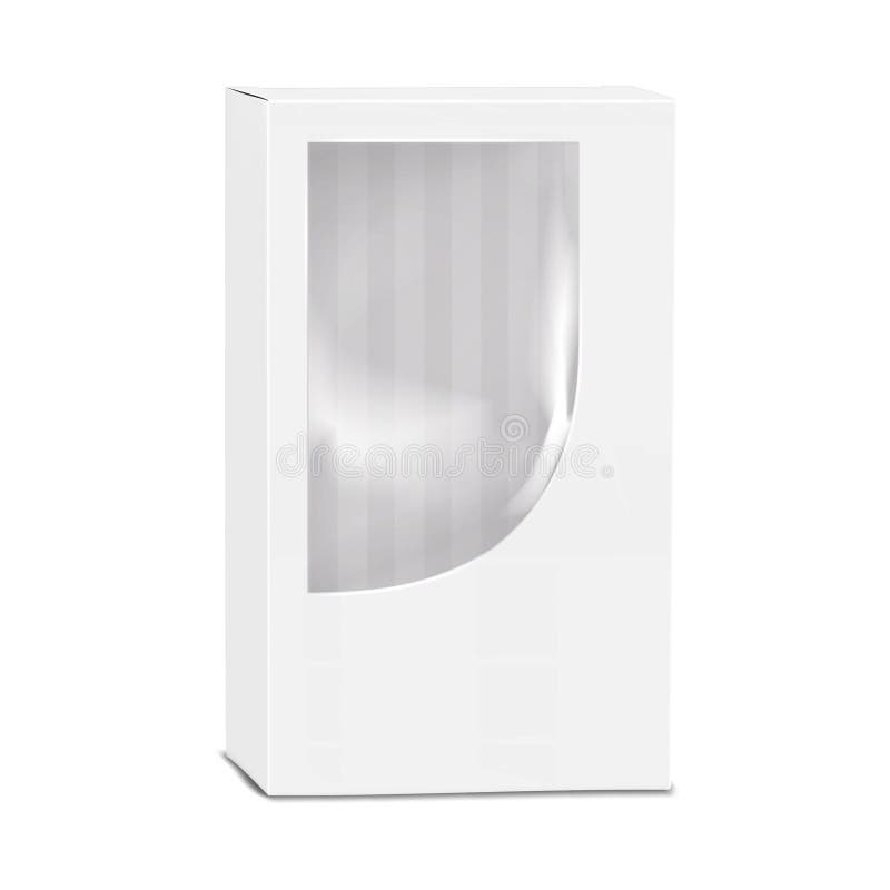 Tall Thin White Paper Cardboard Box with Clear Plastic Window and Tuck ...
