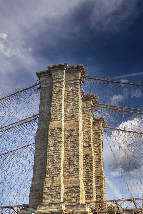 Tall Tower of Brooklyn Bridge in New York City Stock Image - Image of ...