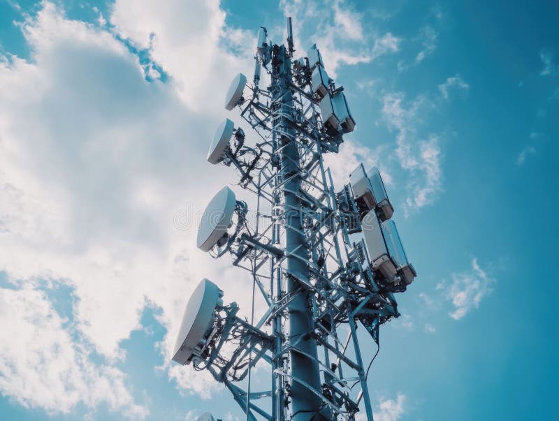 Tall Tower with Cell Phones Stock Photo - Image of communication ...