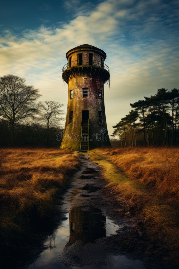 Tall Tower with Ladder Leading To it in Field. Generative AI Stock ...