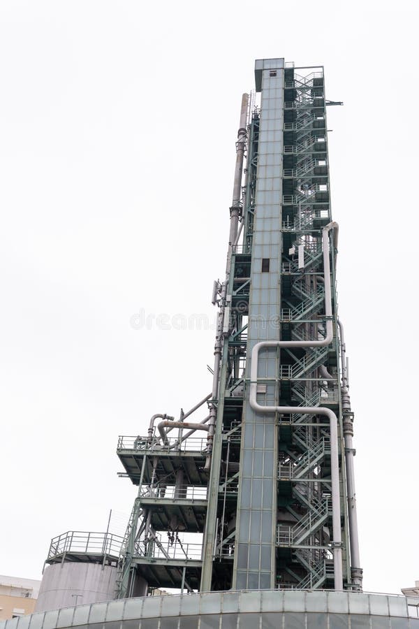 Tall Tower for Oil and Gas Refining Stock Photo - Image of machinery ...