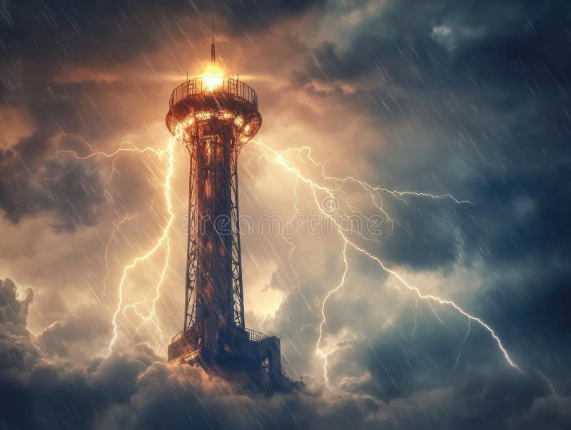 Cloudy Tower stock image. Image of generated, atmospheric - 377361383