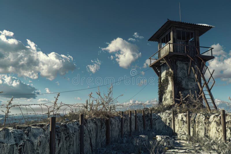 A Tall Tower on a Stone Wall, Suitable for Historical or Fantasy Themes ...