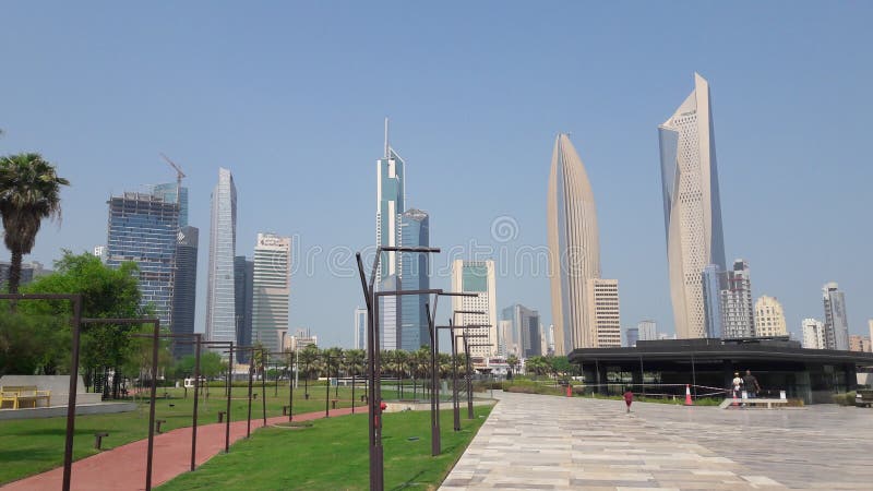 TALL TOWERS in KUWAIT and CLEAN GARDEN Editorial Image - Image of ...