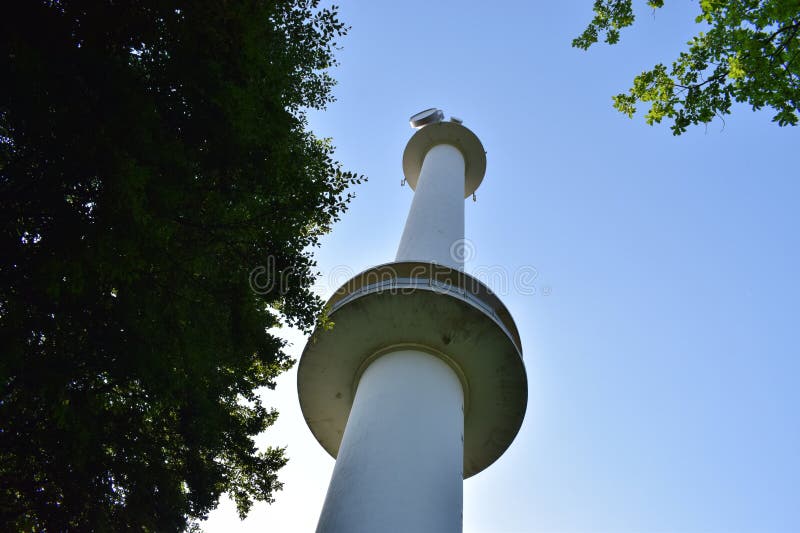 Tall Transmitter Tower with a Viewing Platform Stock Image - Image of ...