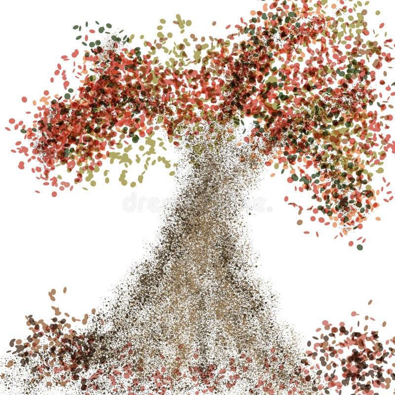 Big Autumn Tree Pointillist Illustration Stock Illustration ...