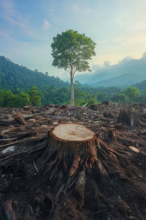 Tall Tree on Stump in Forest Stock Photo - Image of ecology, serene ...