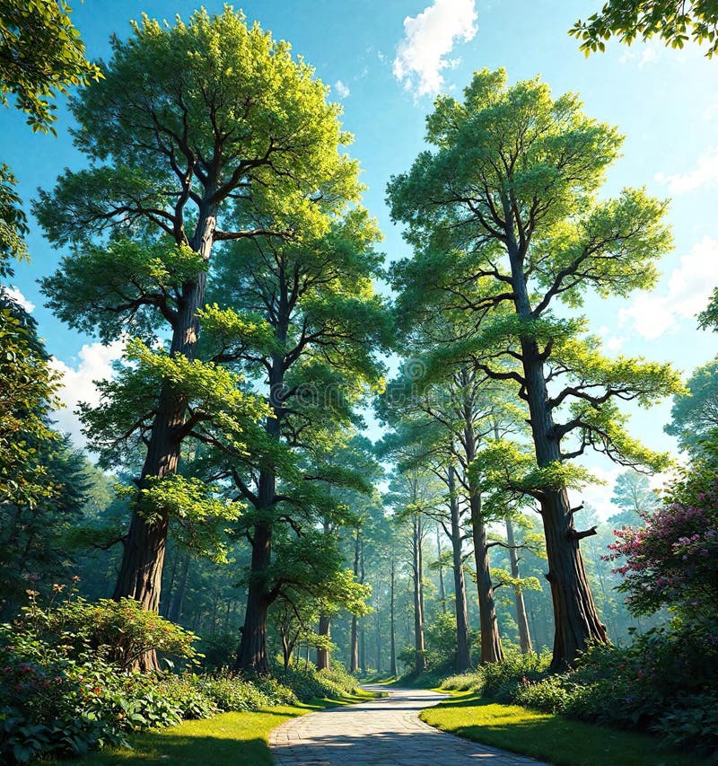 Summer Majesty in Stately Green - Generative AI Stock Image - Image of ...