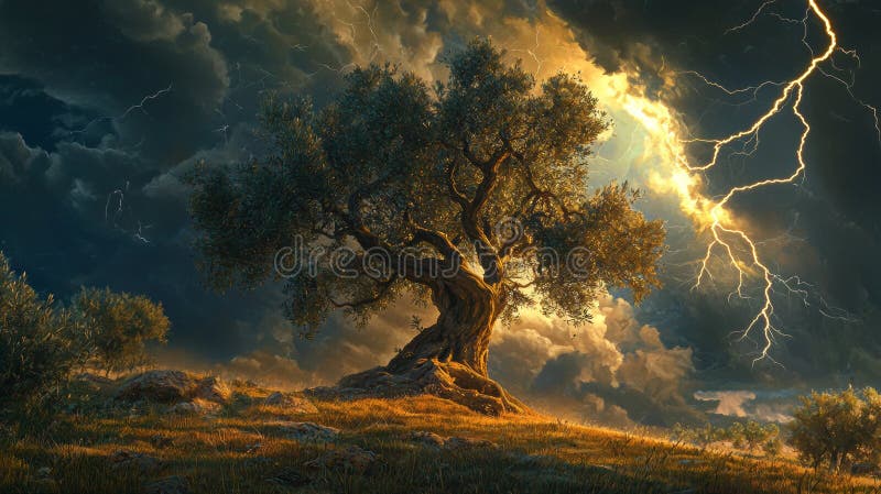 Among the Tall Trees in the Middle of a Field, There is a Lightning ...