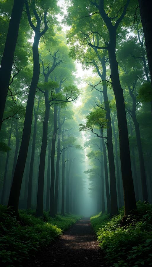 A Low Vantage Point on the Forest Floor, Gazing Upwards at a Towering ...