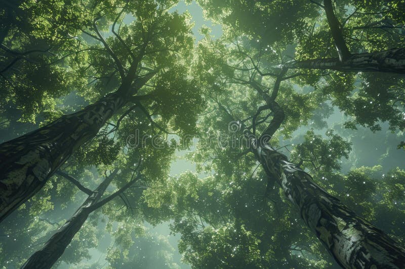 Tall Trees Stand Together in a Dense Forest Stock Image - Image of ...