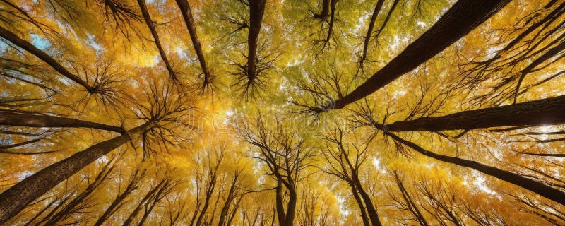 The Tall Trunks of the Fall Trees Go Far Upward Stock Illustration ...