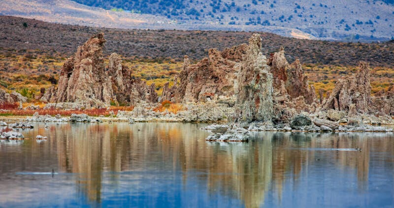 Tall Tufa Formations in Mono Lake California Stock Photo - Image of ...