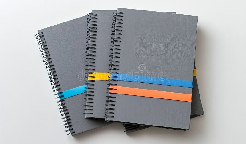 Tall Vertical Grey Notebooks / Ring Binders with Elastic Closures in ...