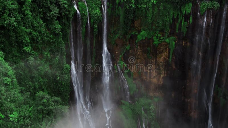 Tall Waterfall in the Middle of a Forest on Java Island Stock Video ...