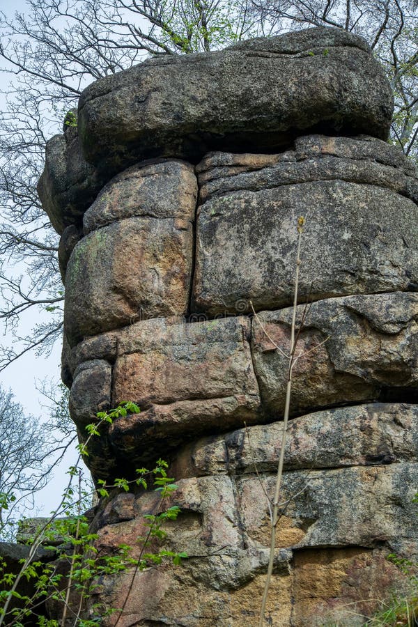 Tall Weathered Rock Formation with Natural Textures and Cracks ...