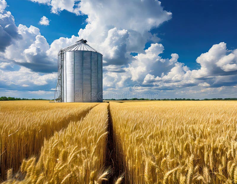A Tall Wheat Silo Features a High Definition Image of Serene Endless ...