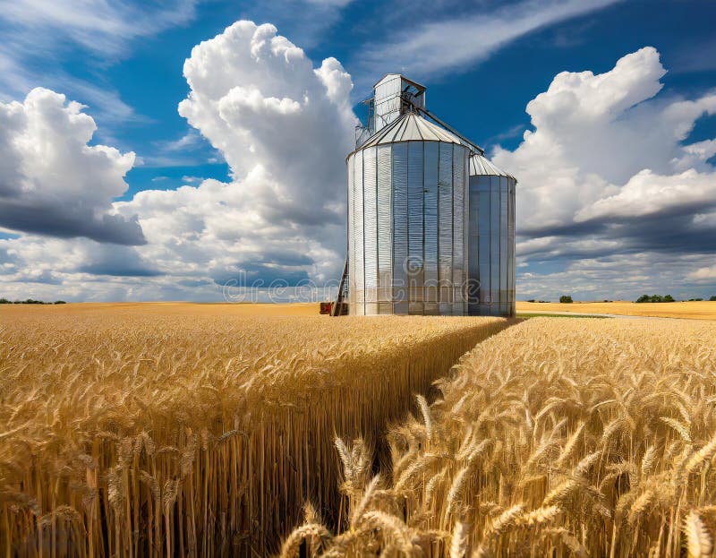 A Tall Wheat Silo Features a High Definition Image of Serene Endless ...