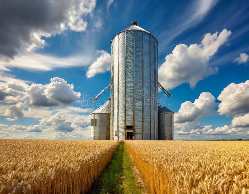 A Tall Wheat Silo Features a High Definition Image of Serene Endless ...