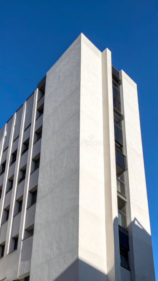 Tall White Building Featuring Modern Architecture with Blue Sky in the ...