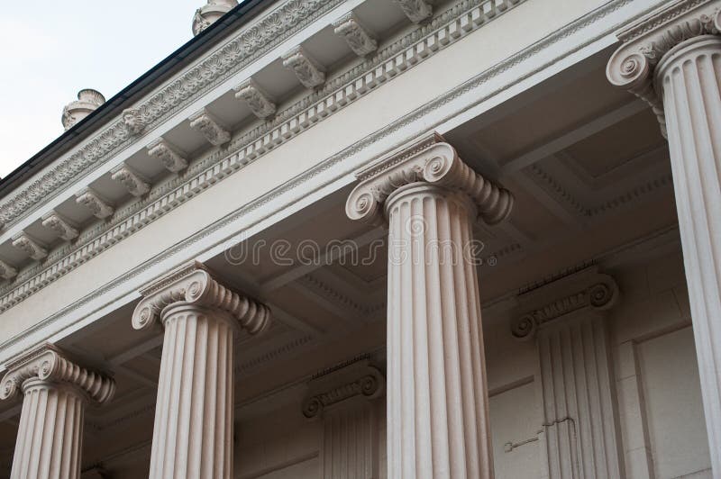 Tall White Columns of the Building Facade Stock Photo - Image of ...