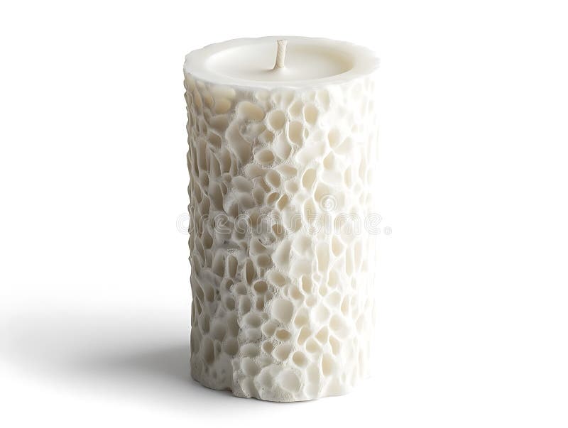 Tall White Decorative Candle with Textured Surface and Wick Stock Image ...