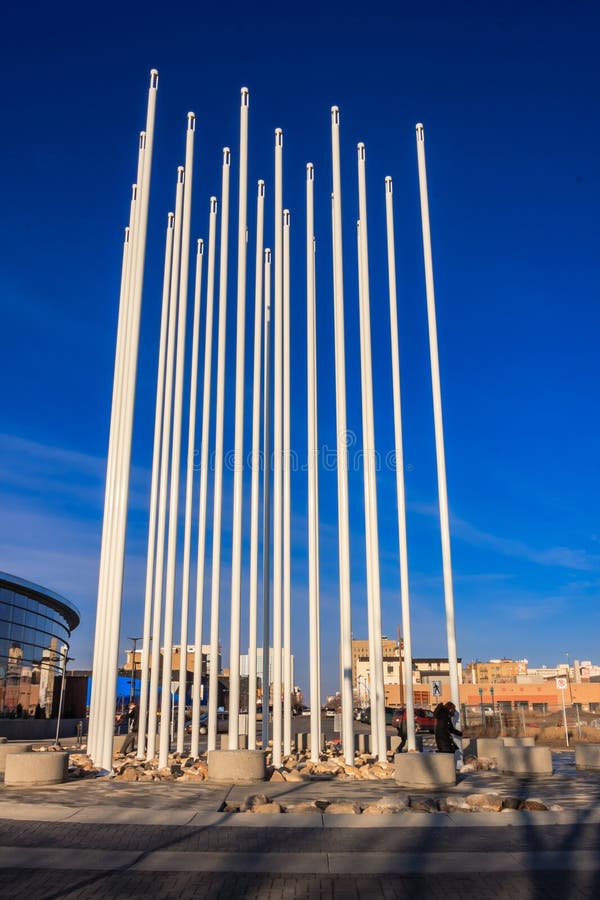 A Tall White Pole with Many Poles Attached To it Stock Photo - Image of ...