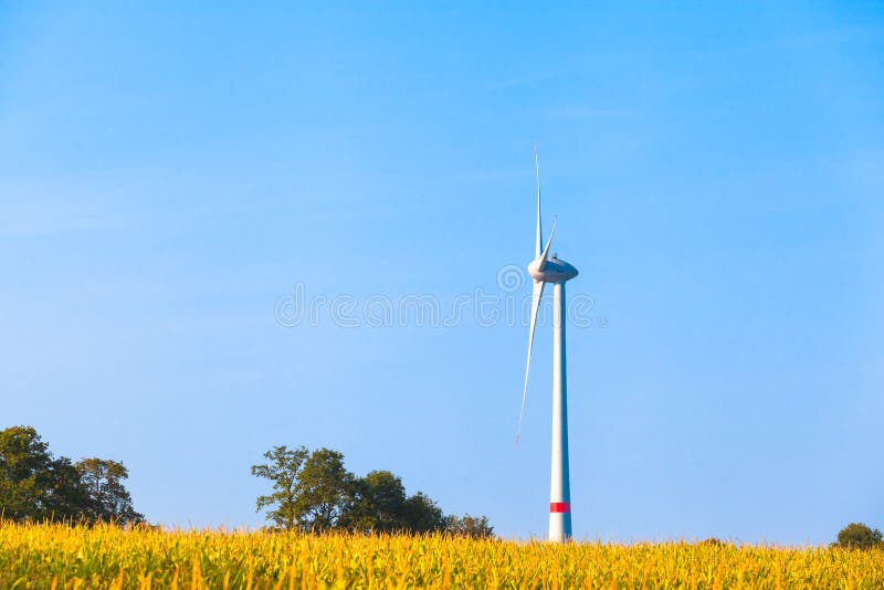 Tall Windmill at Field - Side View Stock Image - Image of tall, corn ...