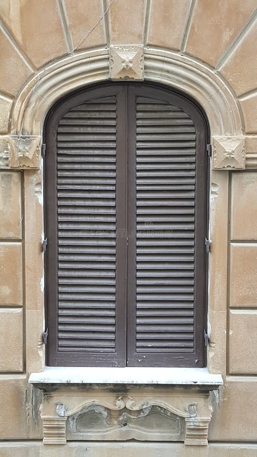 Tall Window with Shutters and Stone Frame Stock Image - Image of ...