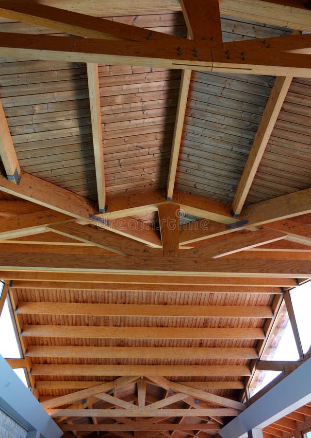 Tall Wooden House Roof Ceiling Stock Image - Image of form, plank: 42657839