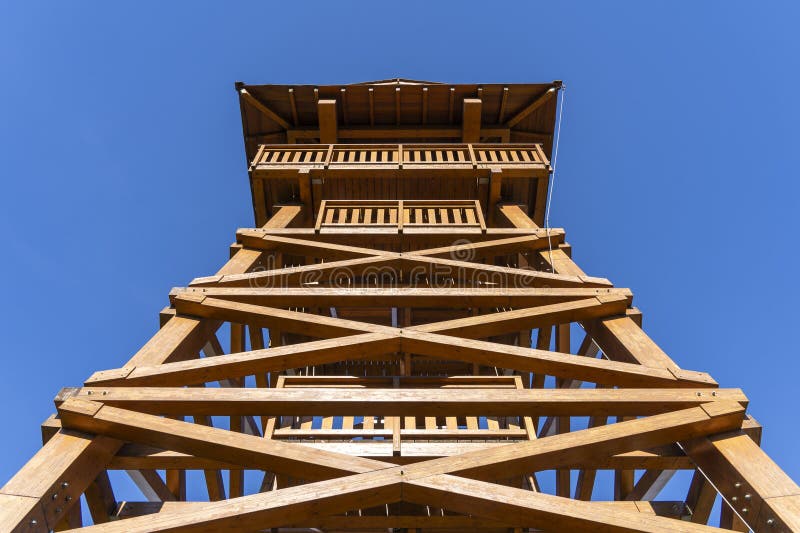 Tall Wooden Observation Tower Stands Under Blue Sky Stock Photos - Free ...