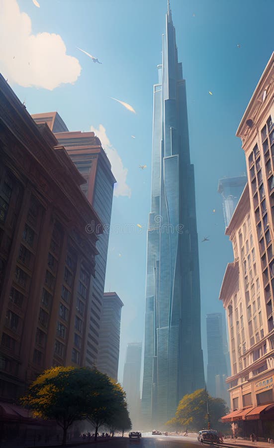 Tallest Building Concept Design Art Stock Illustration - Illustration ...