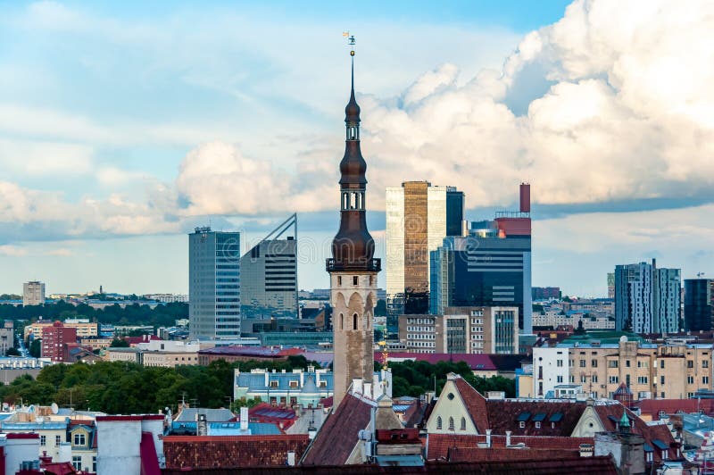 Tallinn Cityscape in Summer, Estonia Stock Image - Image of rooftops ...