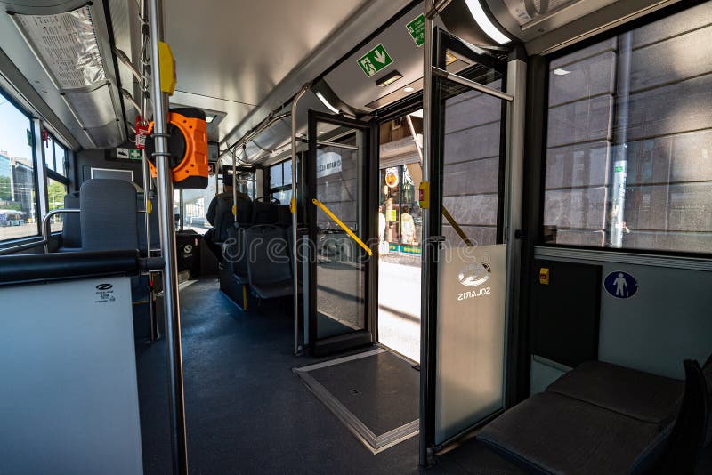 Tallinn Bus with Open Doors at a Bus Stop Editorial Photography - Image ...