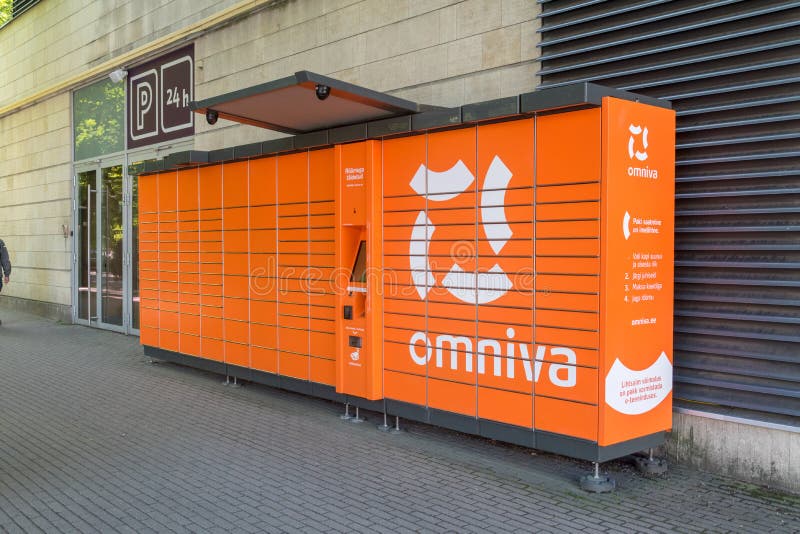 Omniva parcel locker editorial stock photo. Image of city - 255157318