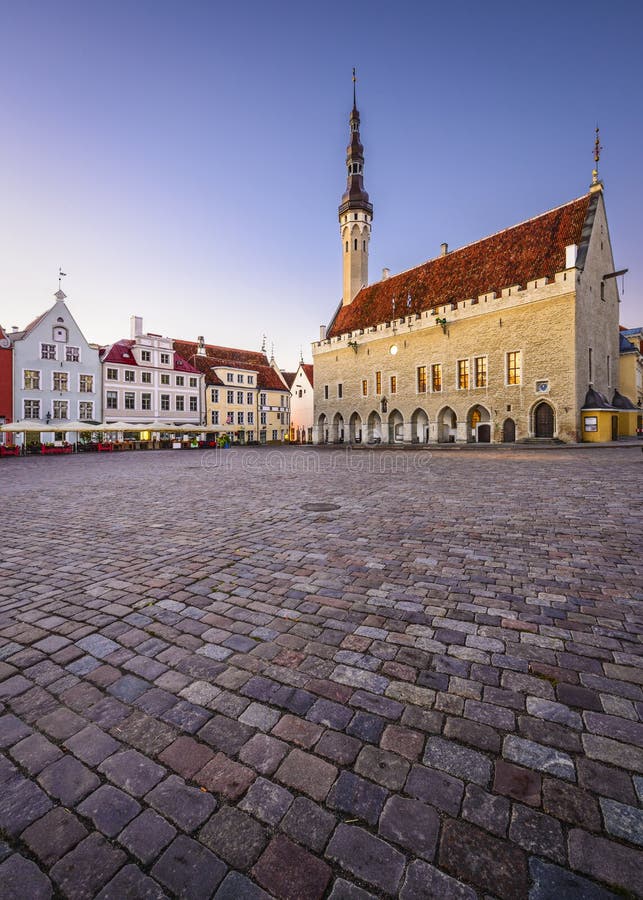 Tallinn Old Town Hall Square Stock Image - Image of dusk, aerial: 42653829