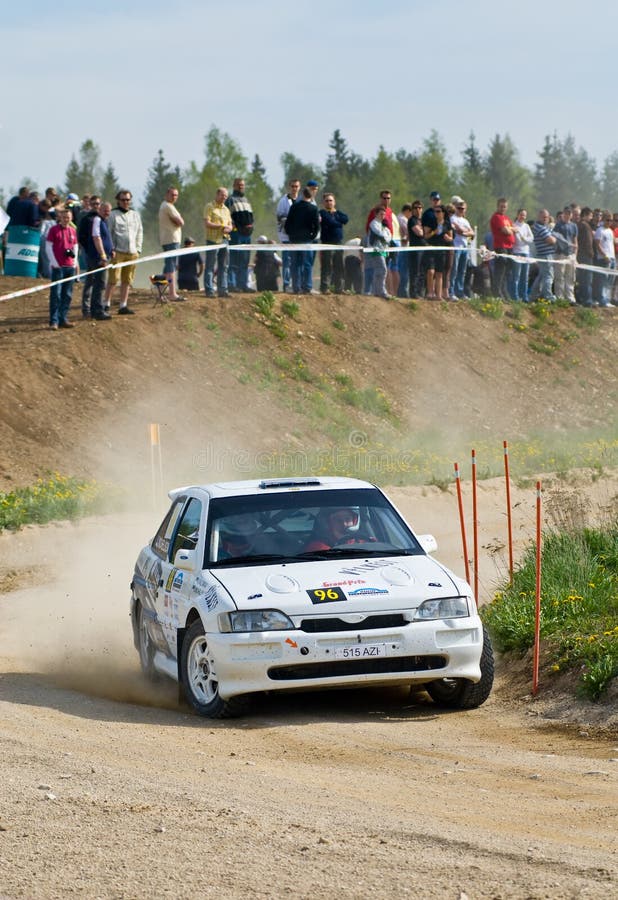 Rally car jumping editorial stock photo. Image of navigator - 4883018