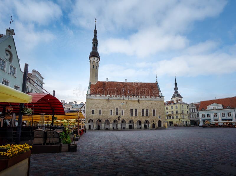 Tallinn Town Hall at Town Hall Square - Tallinn, Estonia Editorial ...