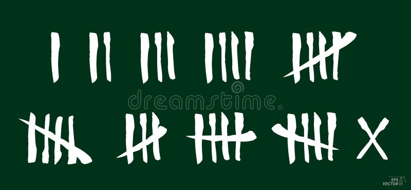 Set of Tally Mark Count Lines Isolated. 3D Illustration. Stock ...