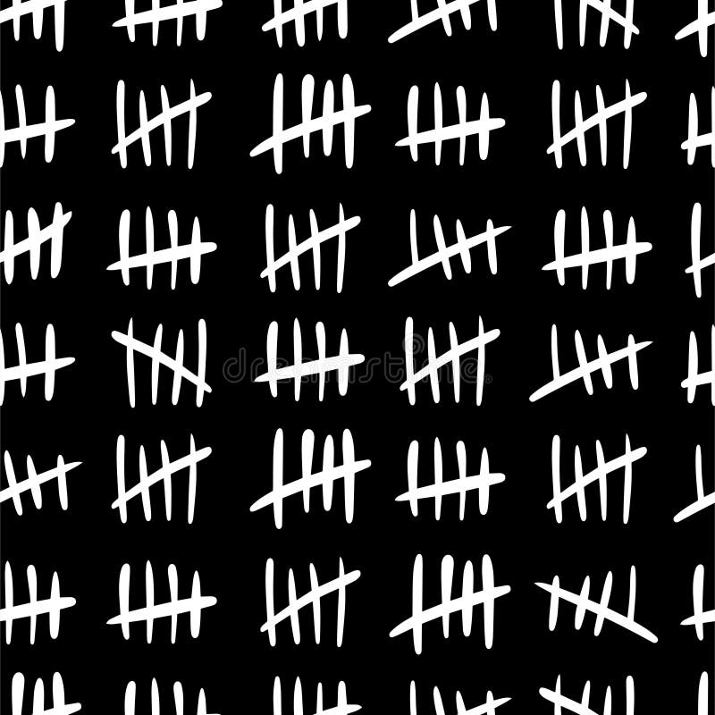 Tally Mark Seamless Pattern on a Black Background. Hand Drawn Vector ... Tally Mark Seamless Pattern on a Black Background. Hand Drawn Vector ...