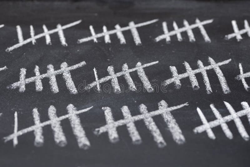Tally Marks Handwritten with Chalk on a Blackboard Stock Photo - Image ...