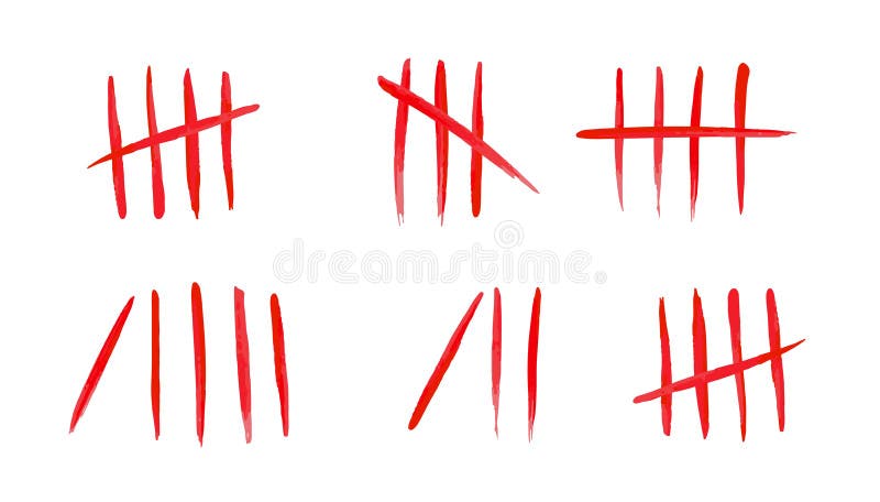 Tally Marks Set on a Transparent Background. Collection of Blood Red ... Tally Marks Set on a Transparent Background. Collection of Blood Red ...