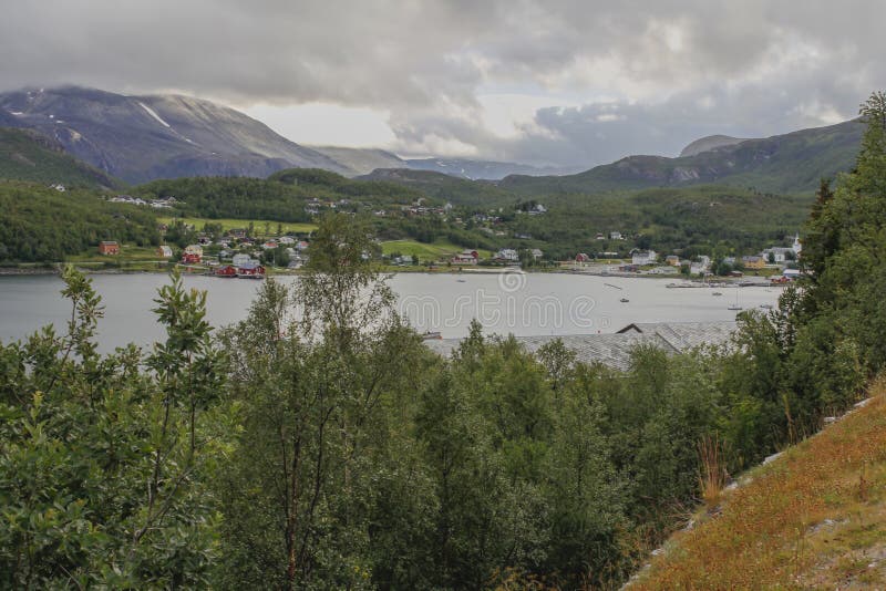 Talvik Fjord Town Harbour Norway 4 Stock Photo - Image of mooring ...