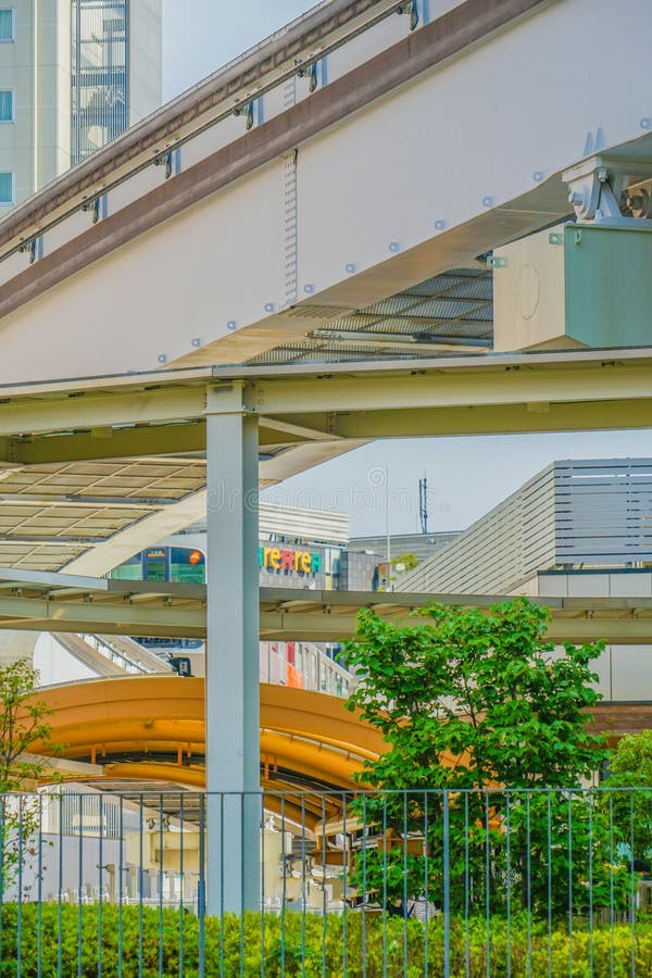 Tama Monorail and Tachikawa Town Stock Photo - Image of front ...