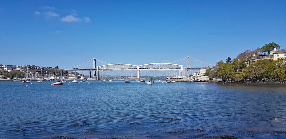 Tamar Bridge on the River Tamar Stock Photo - Image of port, vehicle ...