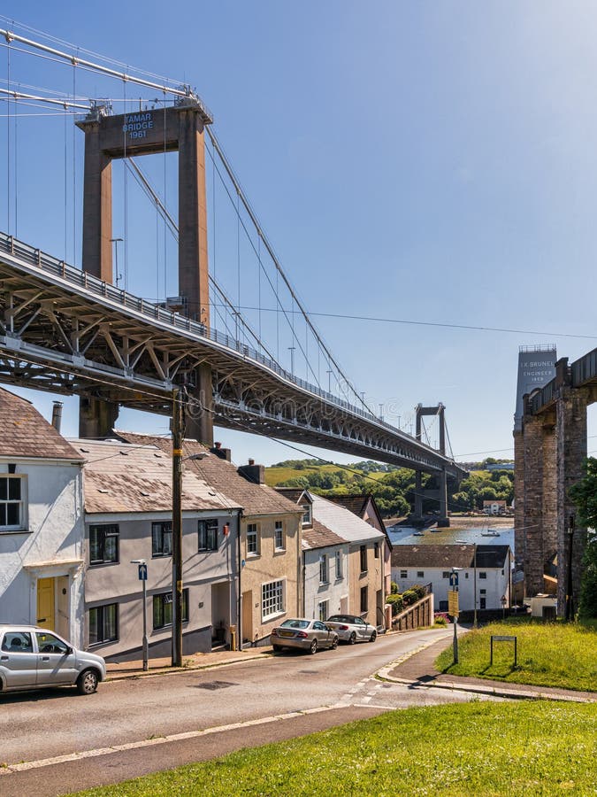 The Tamar Bridge and the Royal Albert Bridge in Saltash, Cornwall ...